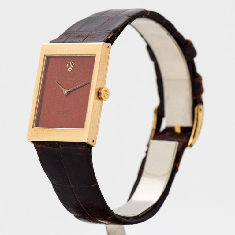 Vintage Rolex Cellini Rectangular-Shaped 18 Karat Yellow Gold Watch ...