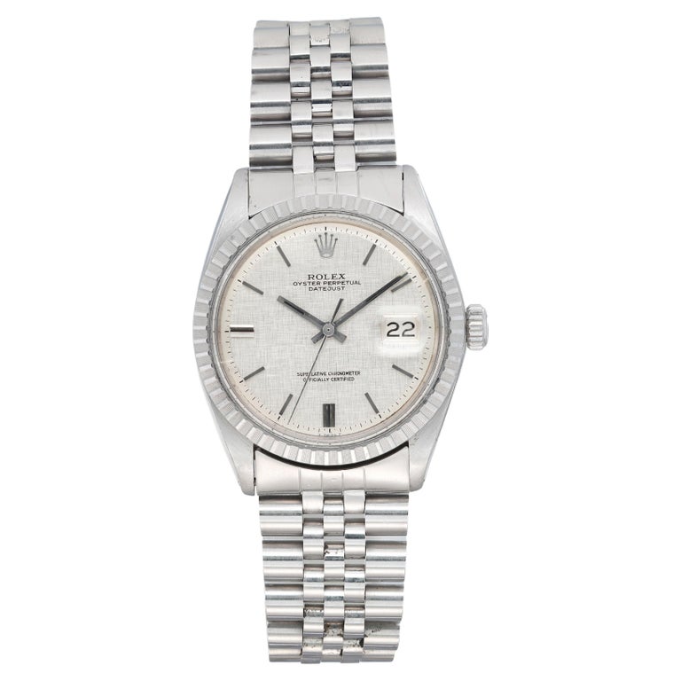 Vintage Rolex Datejust Steel Silver Linen Dial Automatic Mens Watch ...