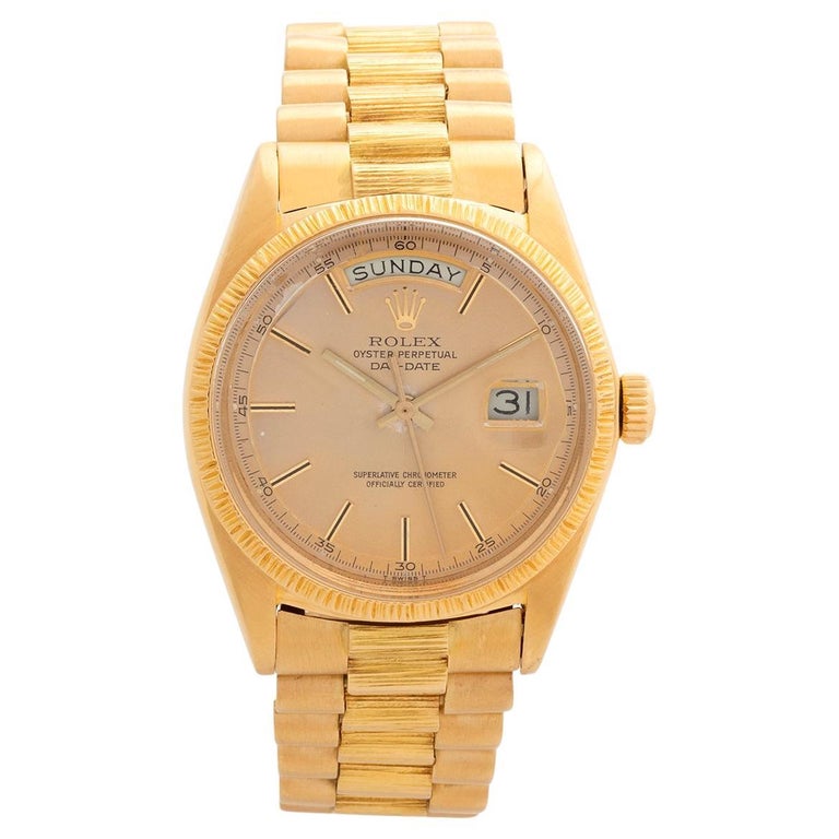 Vintage Rolex Day-Date 1807, 18K Yellow Gold, Rare Bark Finish, Circa ...