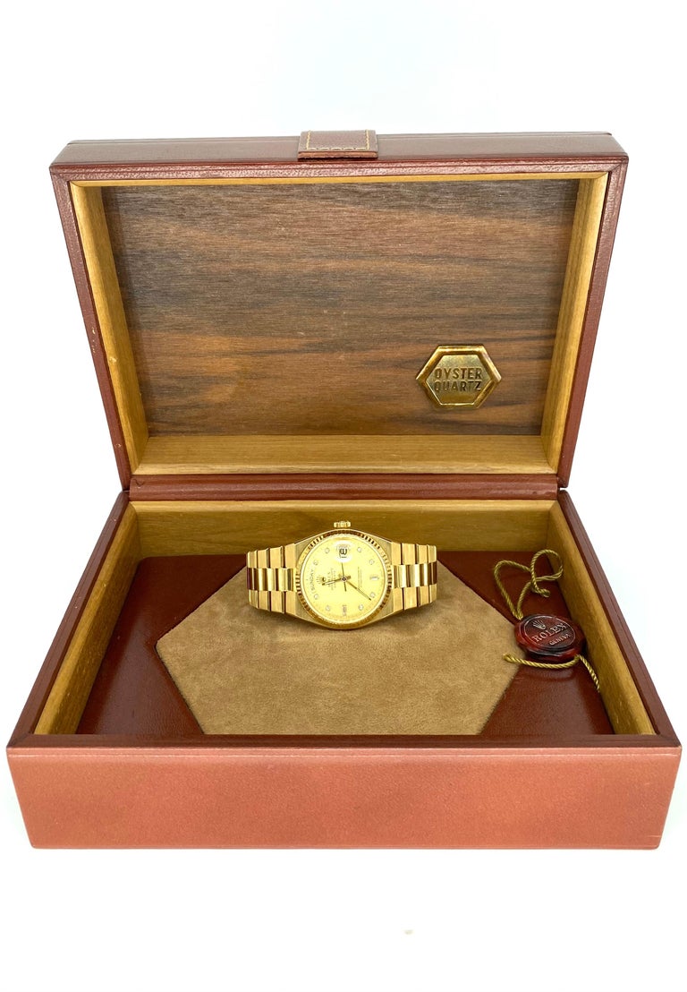 Vintage Rolex President Quartz Day-Date Factory Diamond Dial 18k Gold ...