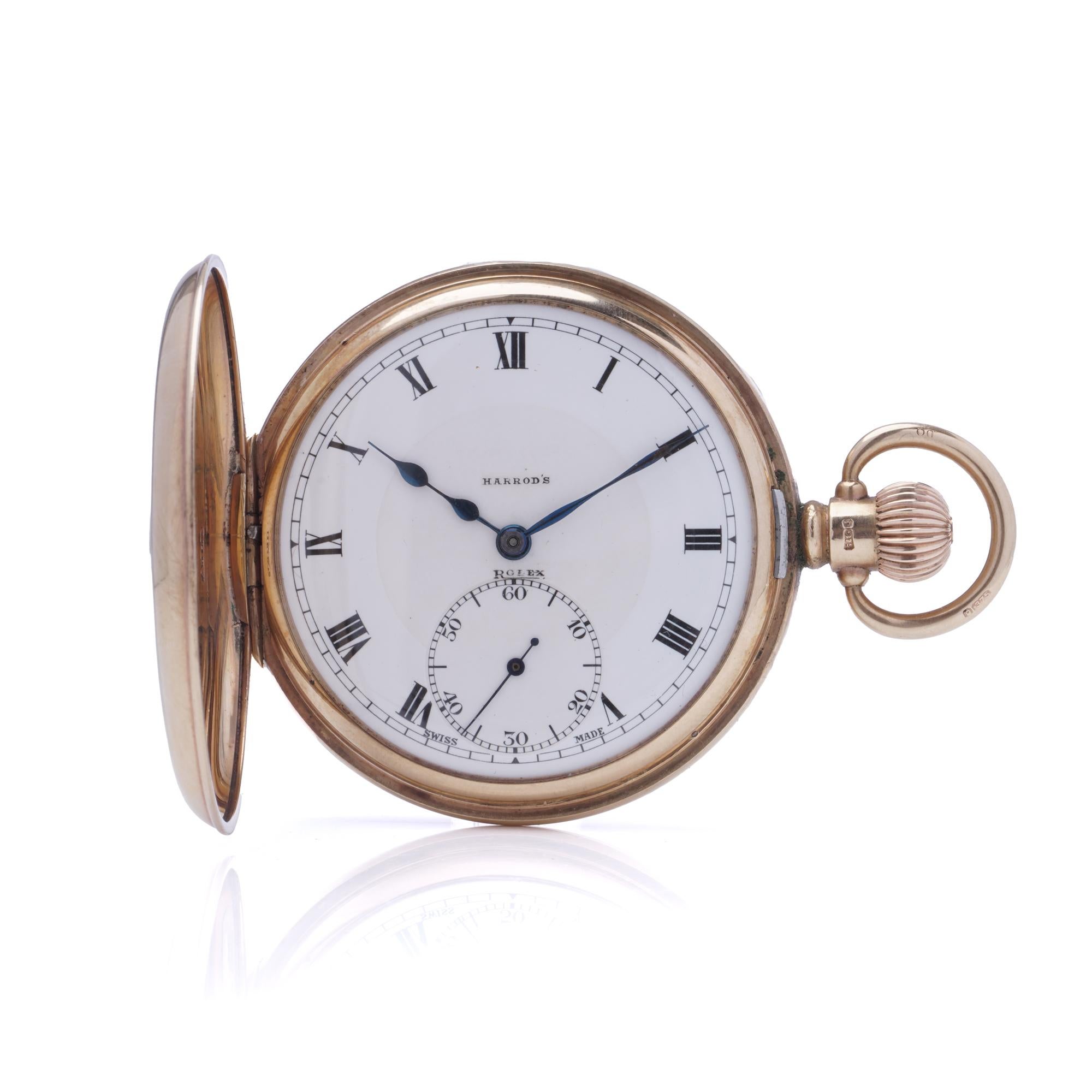 Vintage Rolex Harrods Double-Signed 9ct Gold Pocket Watch. For Sale at ...