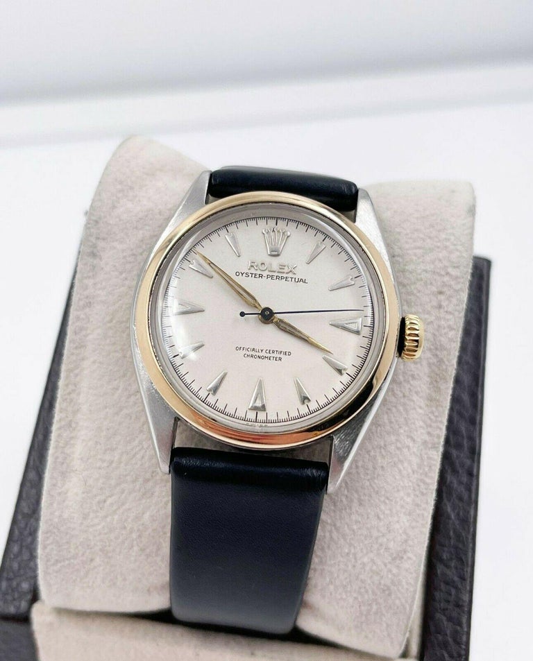 Vintage Rolex Oyster Perpetual 6084 Bubble Back Yellow Gold Stainless ...
