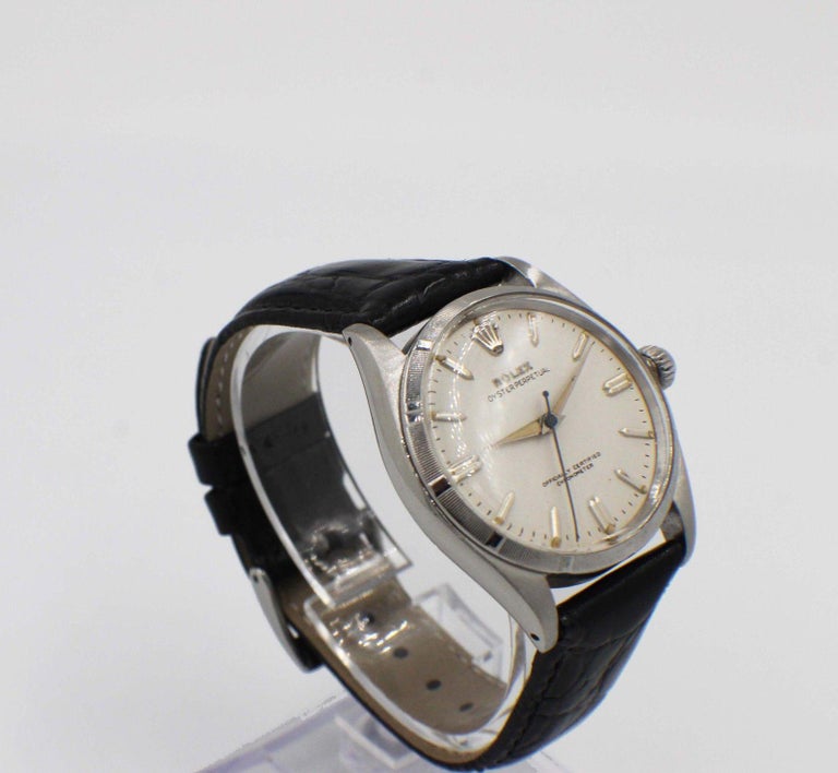 Vintage Rolex Oyster Perpetual 6565 Stainless Steel Engine Turned Bezel ...