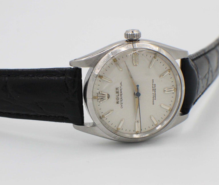 Vintage Rolex Oyster Perpetual 6565 Stainless Steel Engine Turned Bezel ...