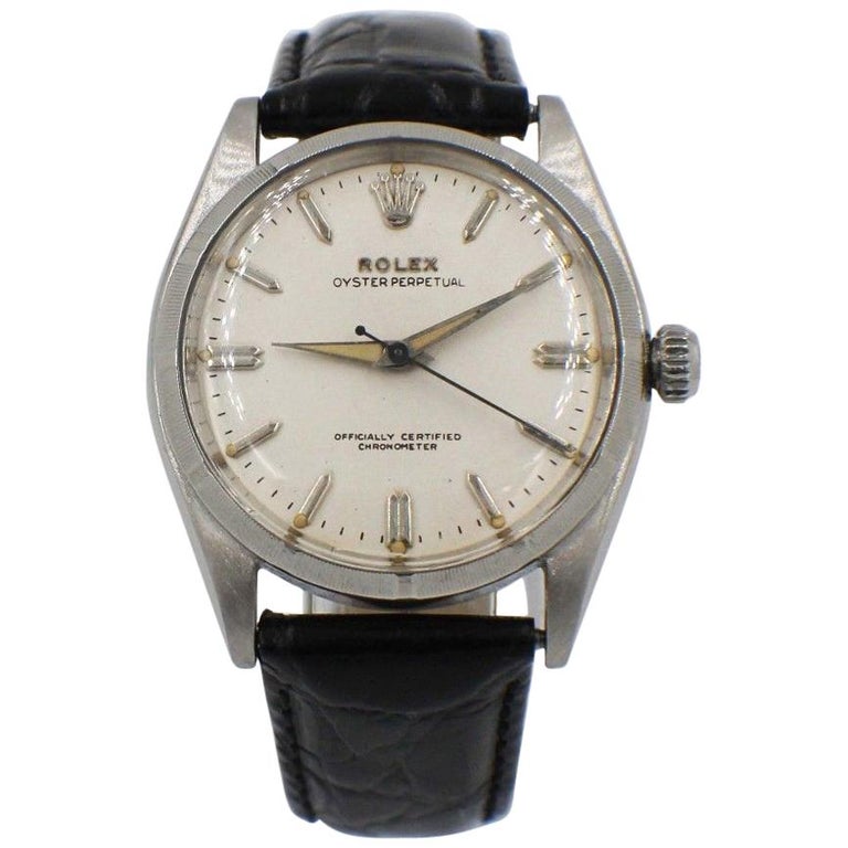 Vintage Rolex Oyster Perpetual 6565 Stainless Steel Engine Turned Bezel ...