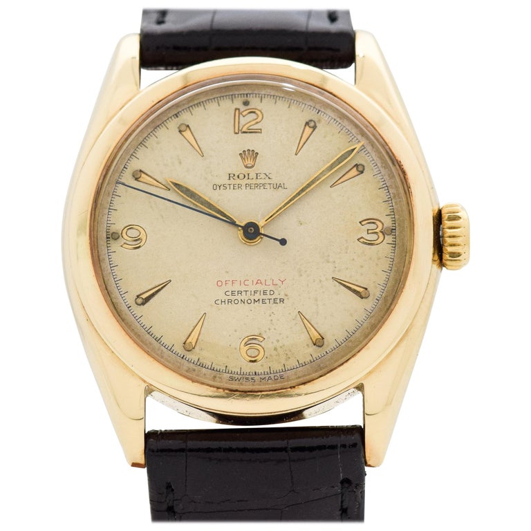Vintage Rolex Oyster Perpetual Reference 6084 14 Karat Yellow Gold ...