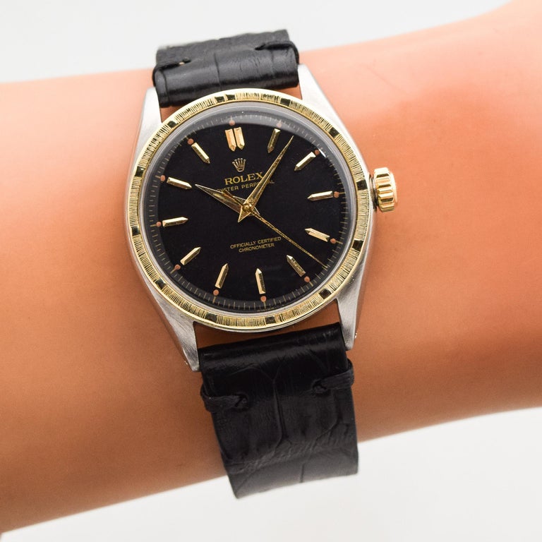 Vintage Rolex Oyster Perpetual Reference 6085 14 Karat YG and SS Watch ...