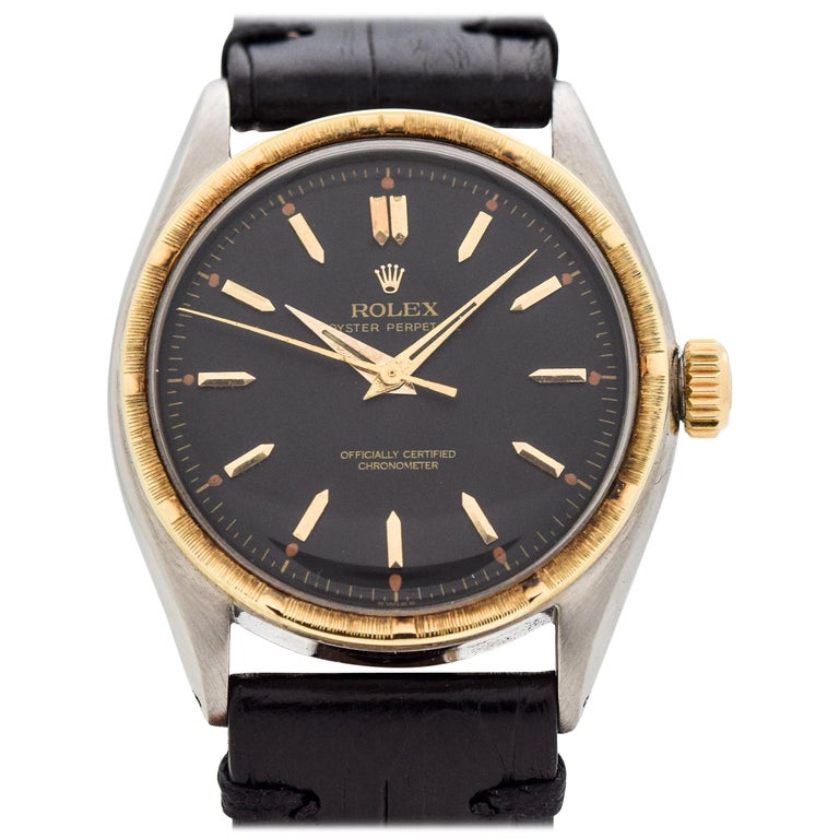Vintage Rolex Oyster Perpetual Reference 6085 14 Karat YG and SS Watch ...
