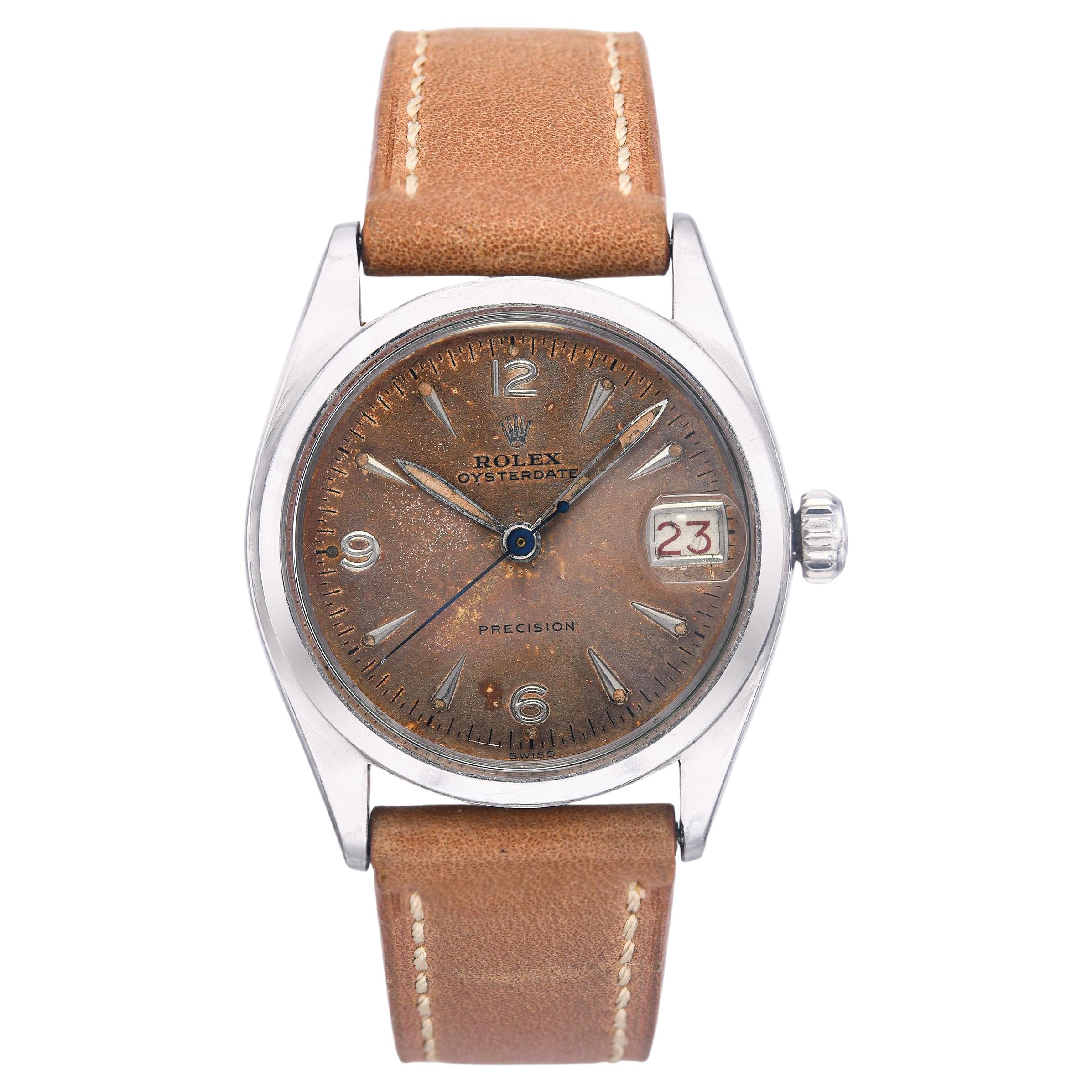 Vintage Rolex Oysterdate Precision Tropical Dial Men’s Watch Ref. 6066 ...
