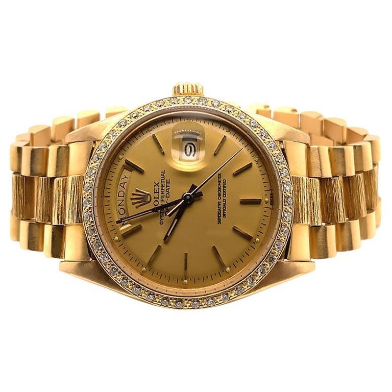 Vintage Rolex President Day Date 18K Ref.1803 Diamond Bezel, Bark ...