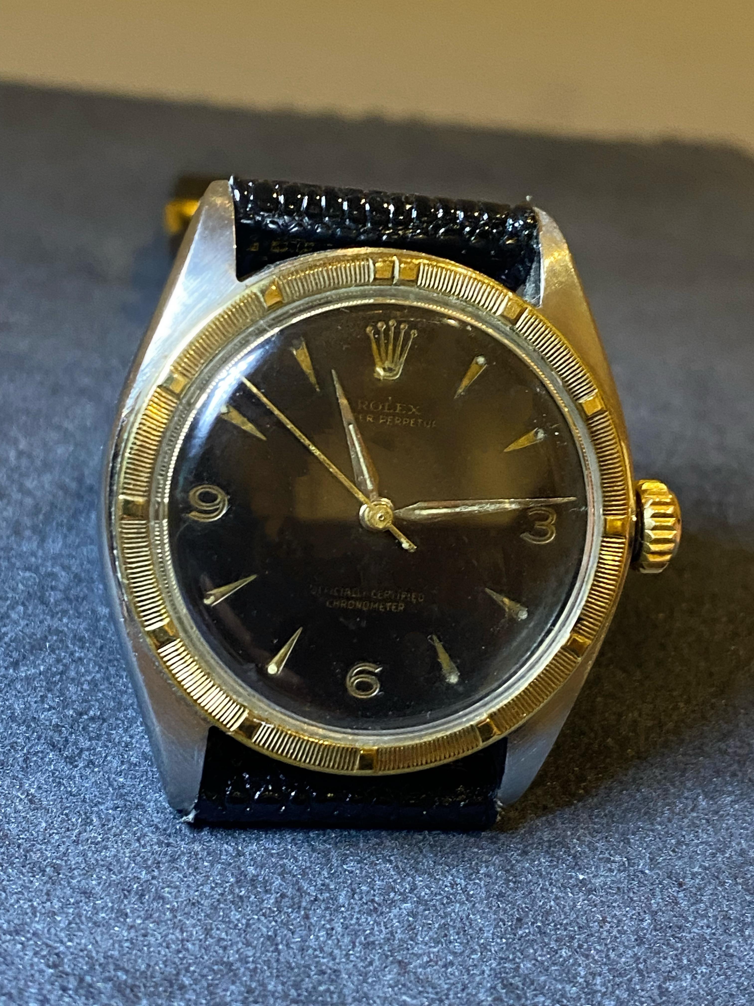 Vintage Rolex Ref 6284 C1953 Black Dial Gold Thunderbird Bezel Mens ...