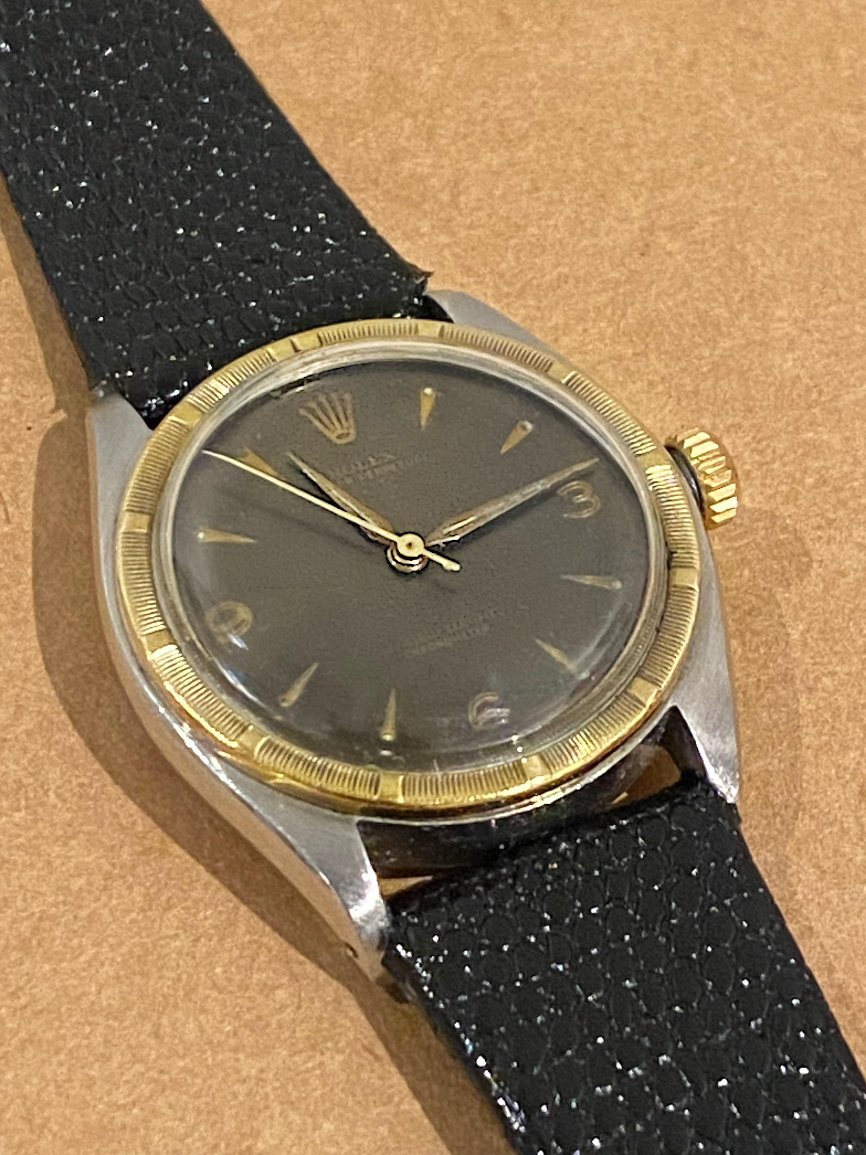 Vintage Rolex Ref 6284 C1953 Black Dial Gold Thunderbird Bezel Mens ...
