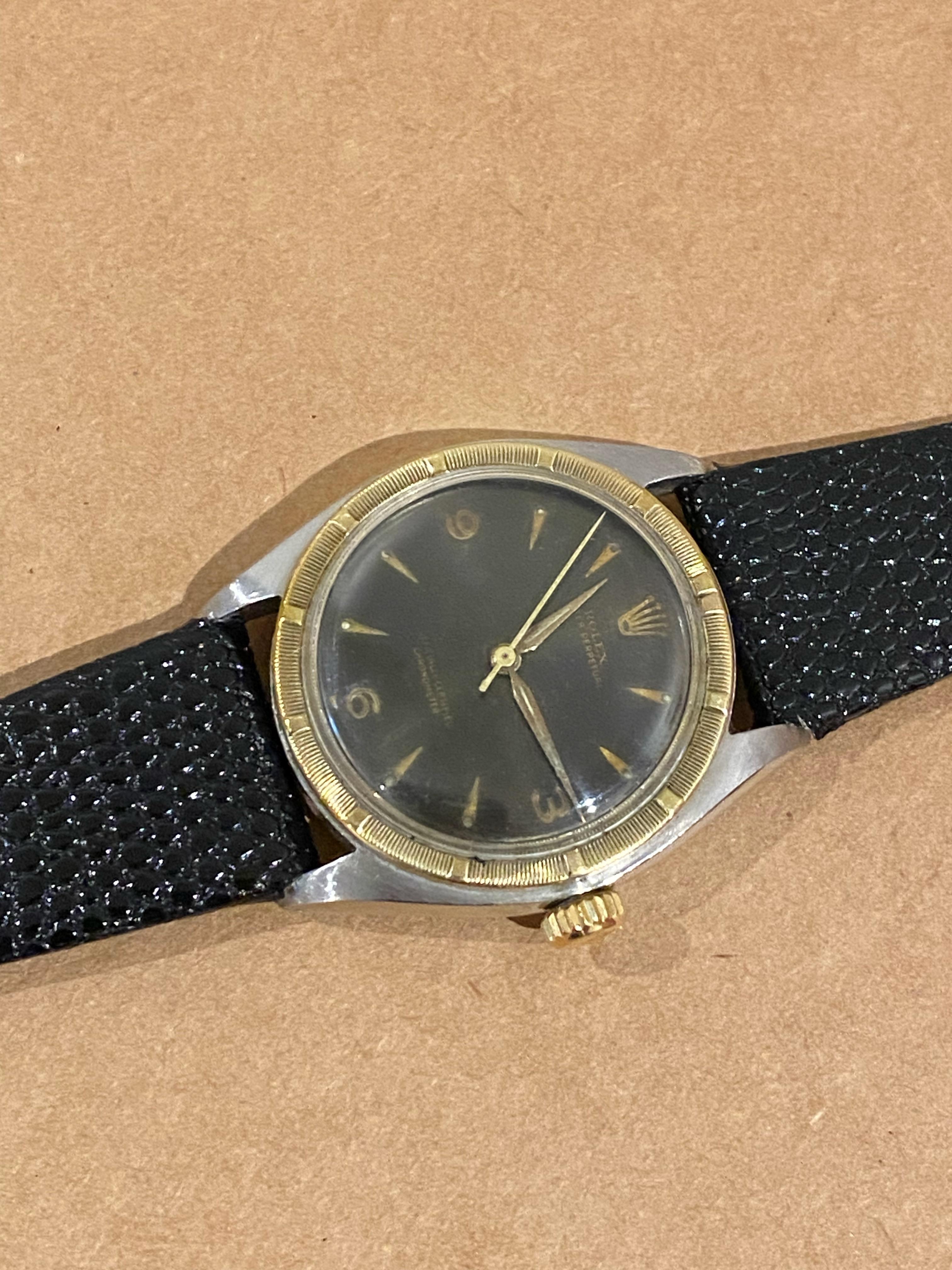 Vintage Rolex Ref 6284 C1953 Black Dial Gold Thunderbird Bezel Mens ...