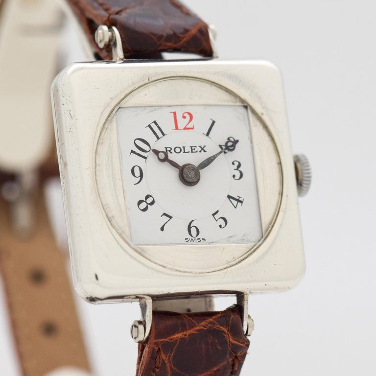 Vintage Rolex Square-Shaped Sterling Silver Watch, 1910s at 1stDibs
