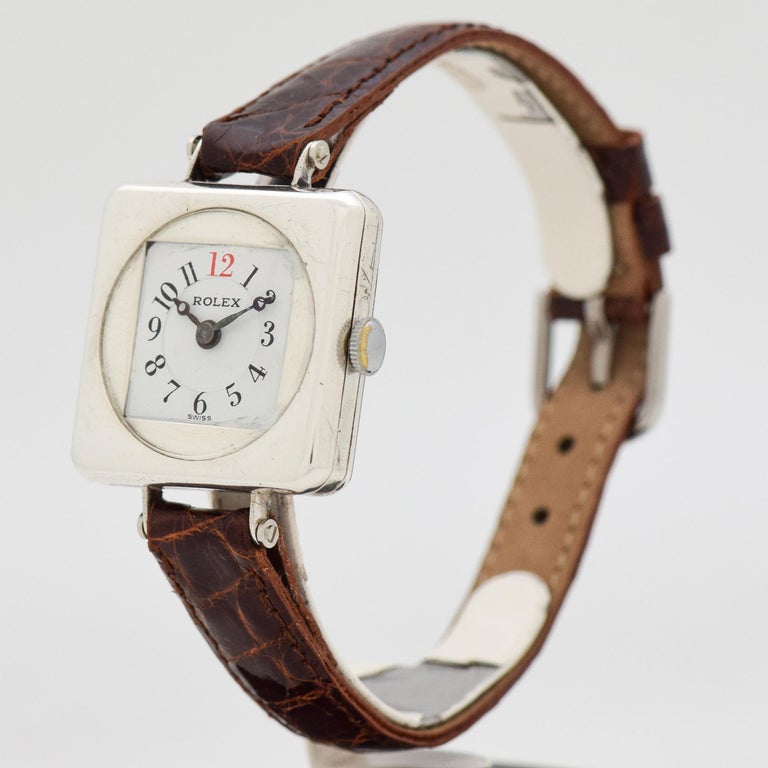 Vintage Rolex Square-Shaped Sterling Silver Watch, 1910s at 1stDibs