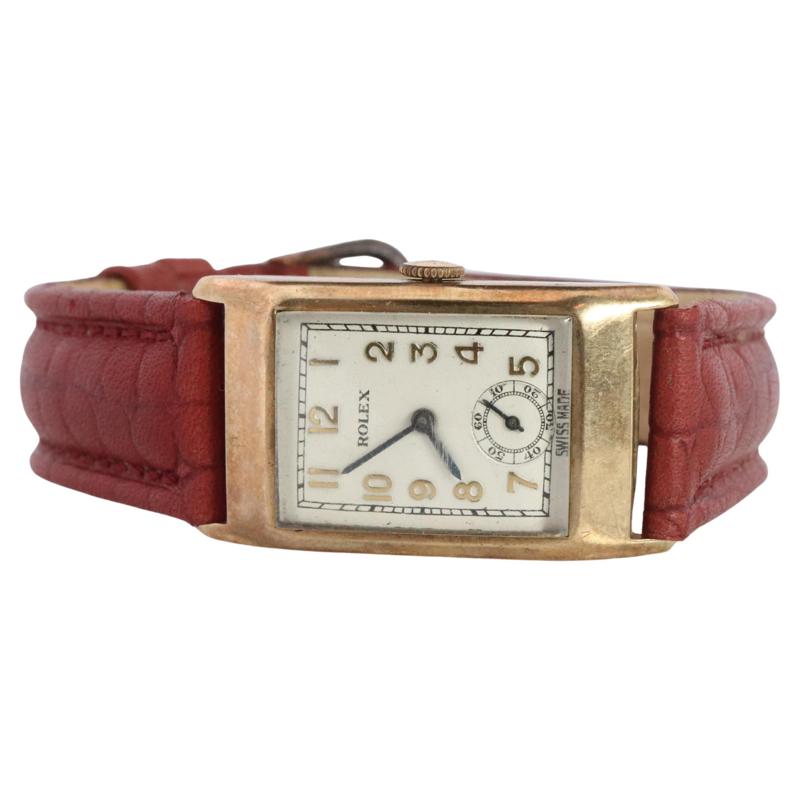 Vintage ROLEX Watch. 9k YG Rolex 2356 Tank Manual Wristwatch. For Sale ...