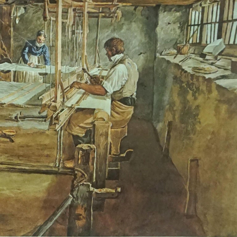 Vintage Rollable Wallchart the Industrial Revolution Weaving Loom For ...