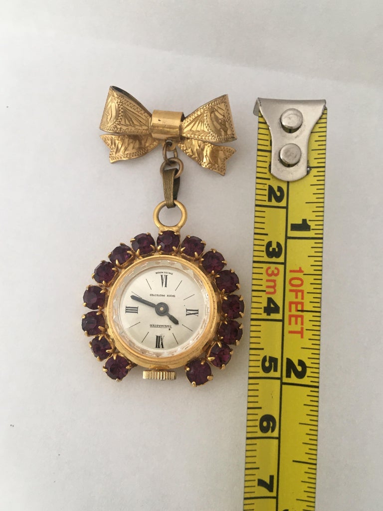 Vintage Rolled Gold Mechanical Brooch Nurse’s Watch at 1stDibs