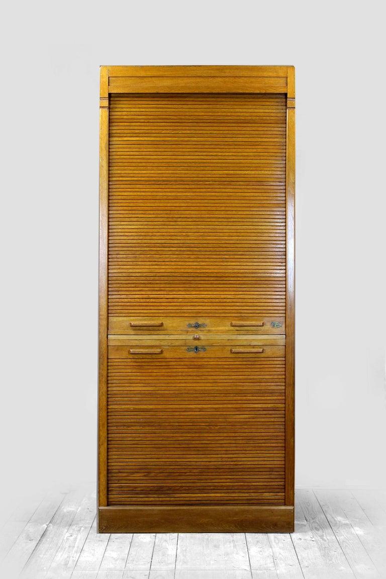 Vintage Roller Shutter Filing Cabinet From Jerry, USA, 1930s For Sale ...