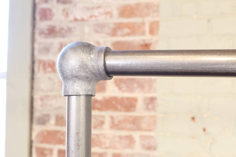 Vintage Rolling Clothing Rack, Garment Coat Stand with Cast Iron Bubble ...