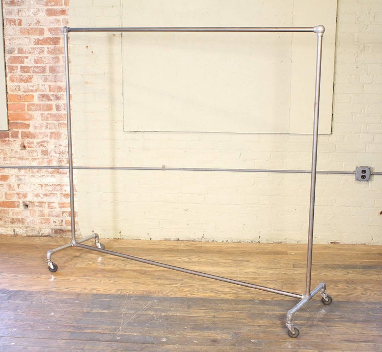 Vintage Rolling Clothing Rack, Garment Coat Stand with Cast Iron Bubble ...
