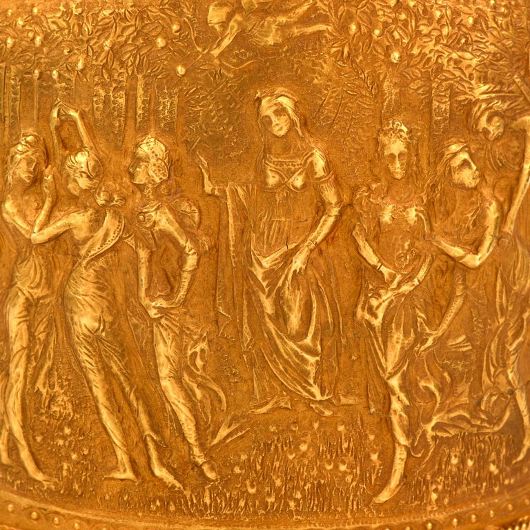 Vintage Roman Filigree 18 Karat Yellow Gold Cuff Bangle Bracelet at ...