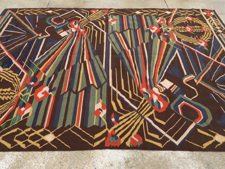 Vintage Romanian Flat-Weave Rug For Sale at 1stDibs