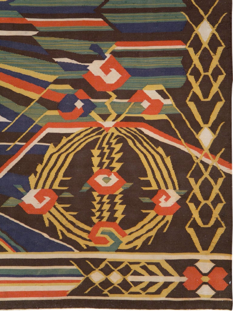Vintage Romanian Flat-Weave Rug For Sale at 1stDibs