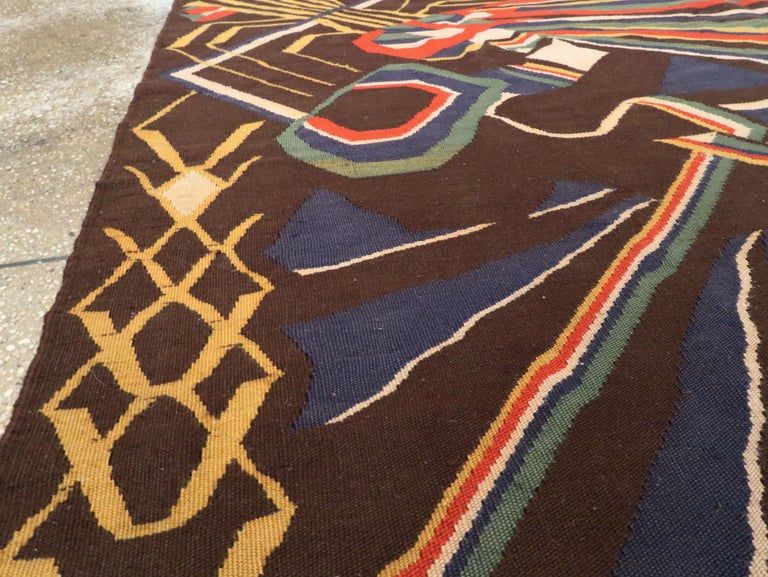 Vintage Romanian Flat-Weave Rug For Sale at 1stDibs