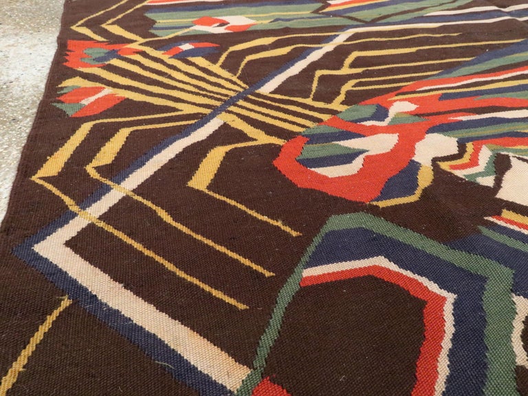 Vintage Romanian Flat-Weave Rug For Sale at 1stDibs