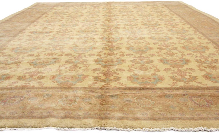 Vintage Romanian Rug Hotel Lobby Size Carpet For Sale at 1stDibs