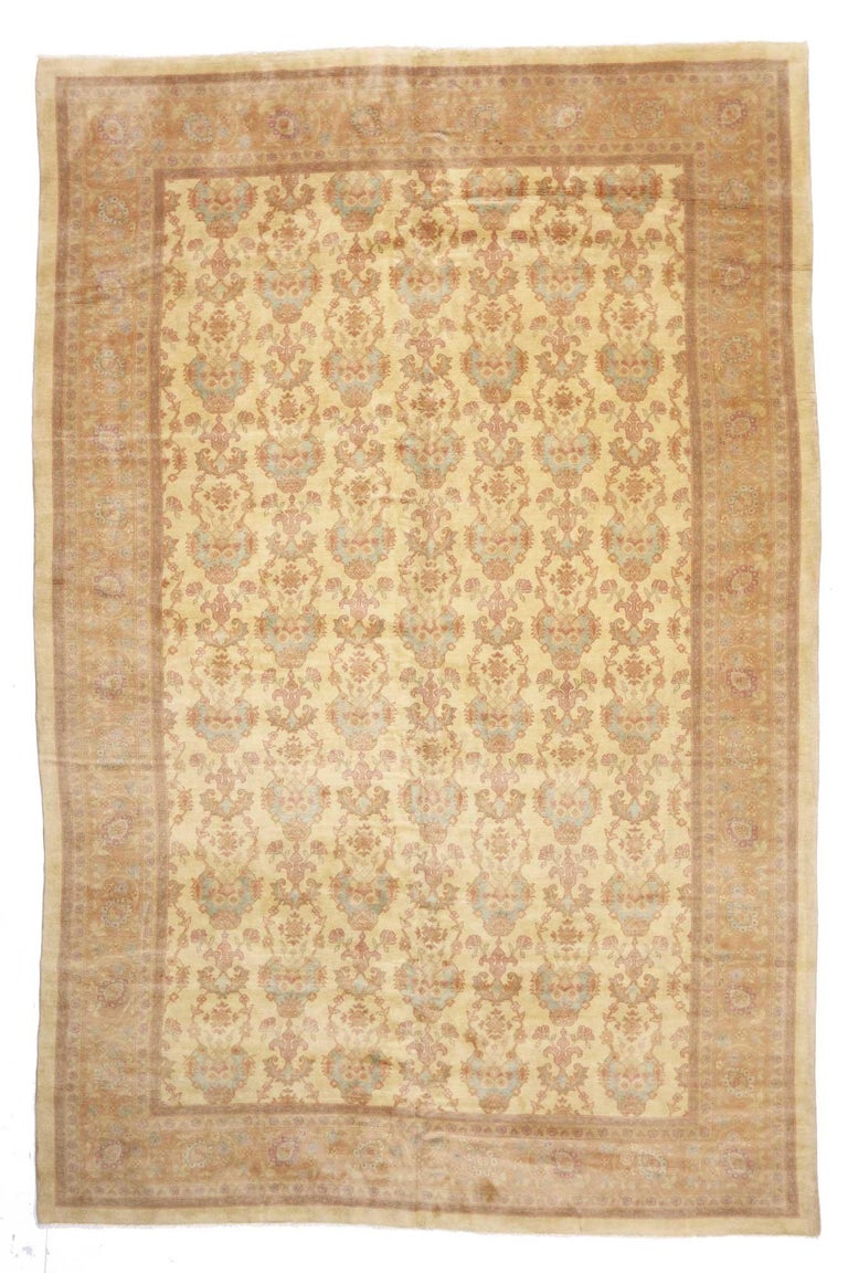 Vintage Romanian Rug Hotel Lobby Size Carpet For Sale at 1stDibs