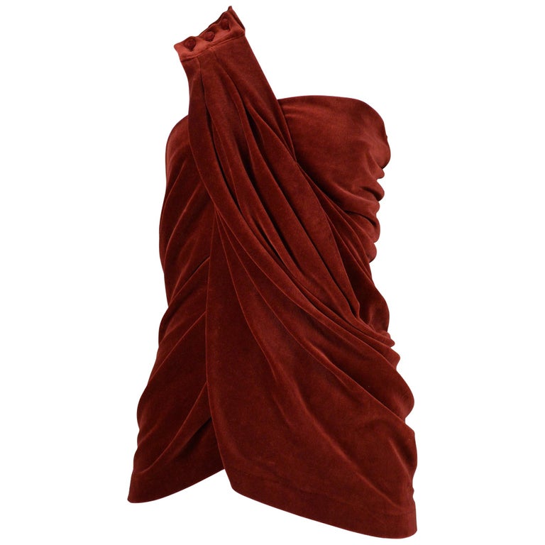 Vintage Romeo Gigli Burgundy Velvet Top at 1stDibs