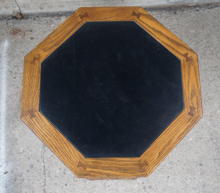Vintage Romweber Viking Oak Carved Zodiac Octagonal Leather Top Tiered ...