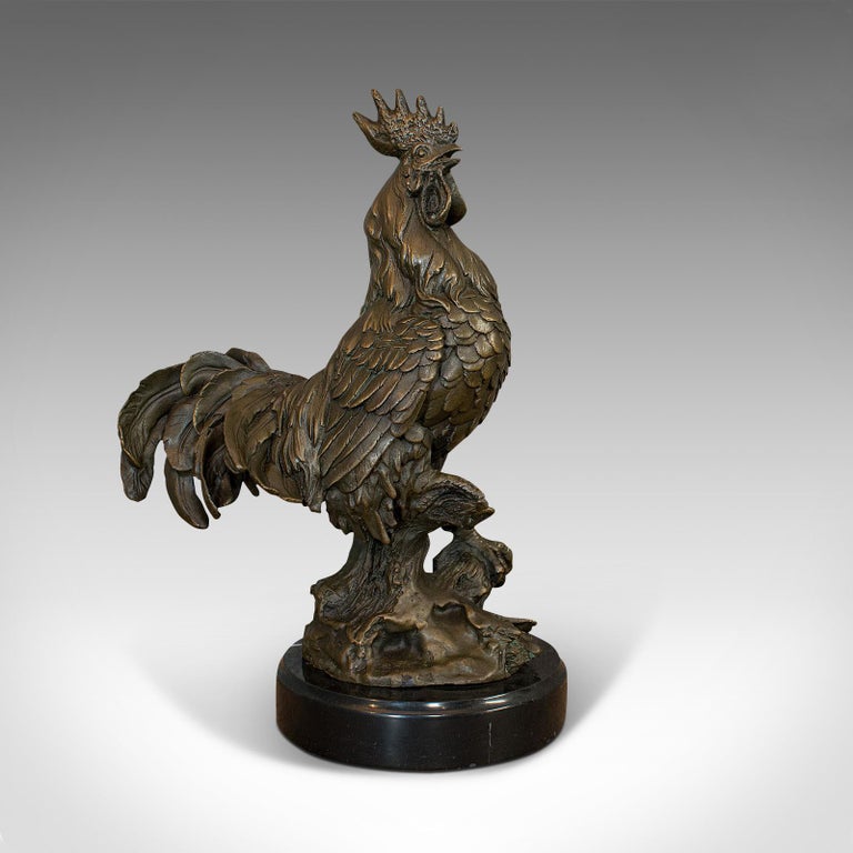 Vintage Rooster Statue, English, Bronze, Sculpture, Cockerel ...