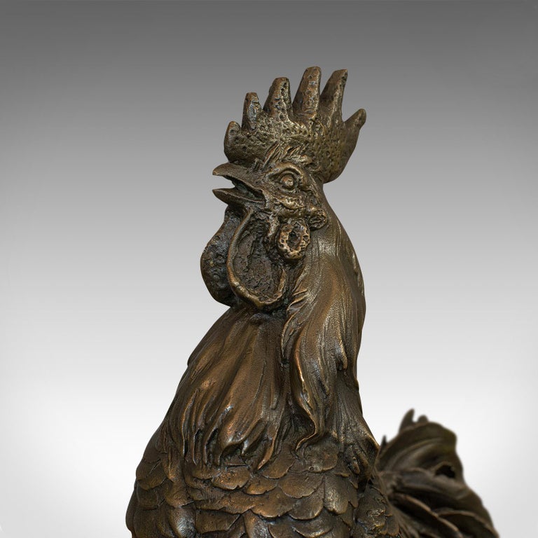Vintage Rooster Statue, English, Bronze, Sculpture, Cockerel ...