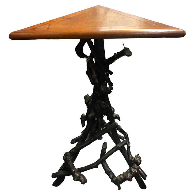 Vintage Root Base Drift Wood Table with Triangular Top For Sale at 1stDibs