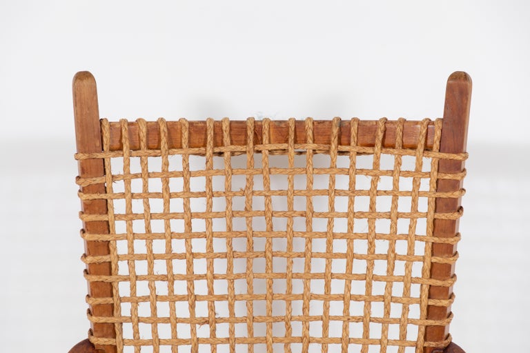 Vintage Rope Chair with Green Cushion at 1stDibs