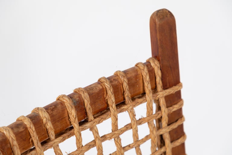 Vintage Rope Chair with Green Cushion at 1stDibs