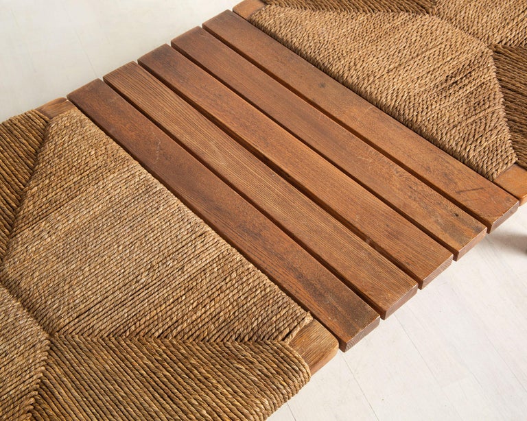 Vintage Rope and Wood Bench with Table at 1stDibs