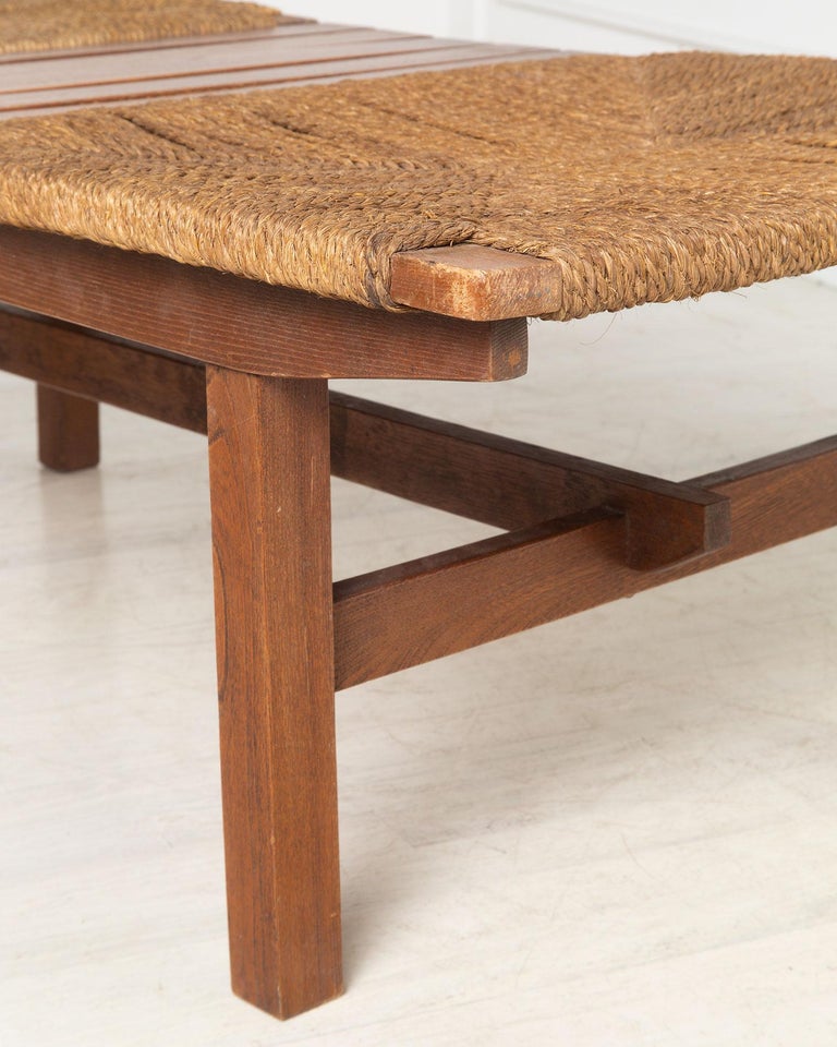 Vintage Rope and Wood Bench with Table at 1stDibs
