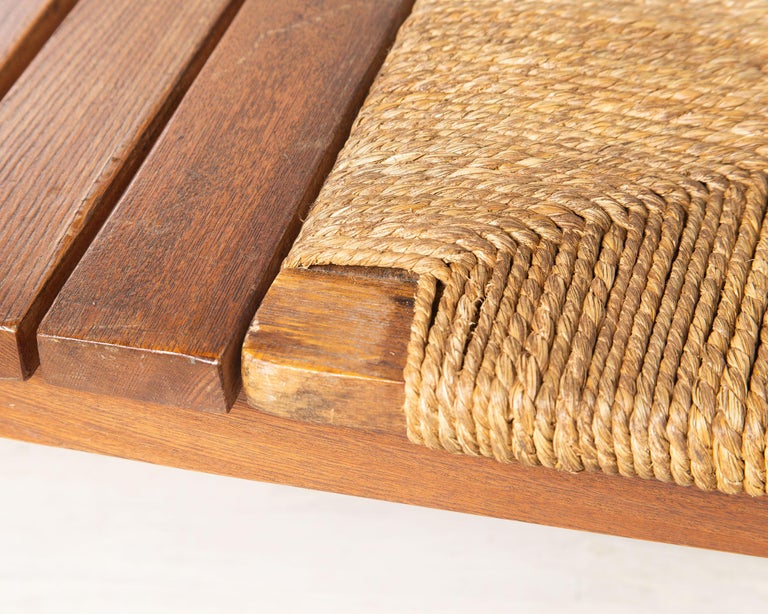 Vintage Rope and Wood Bench with Table at 1stDibs