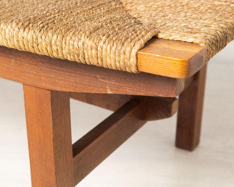 Vintage Rope and Wood Bench with Table at 1stDibs