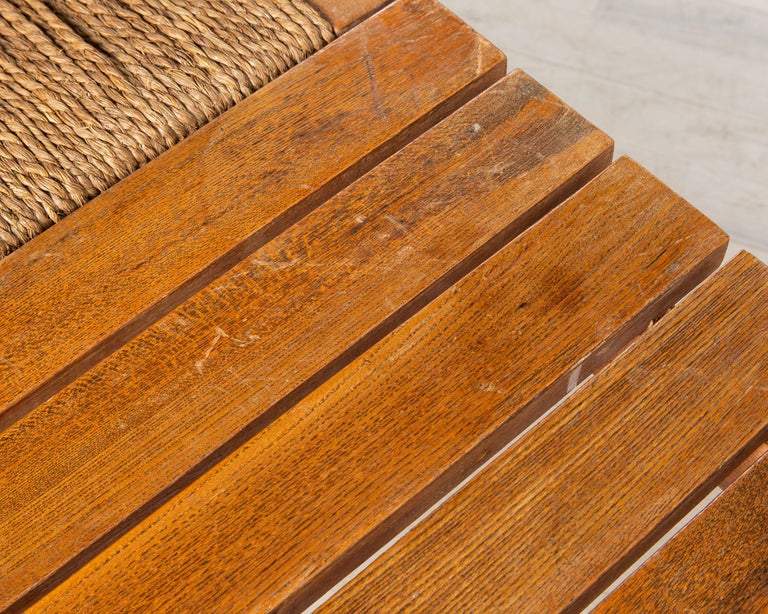 Vintage Rope and Wood Bench with Table at 1stDibs