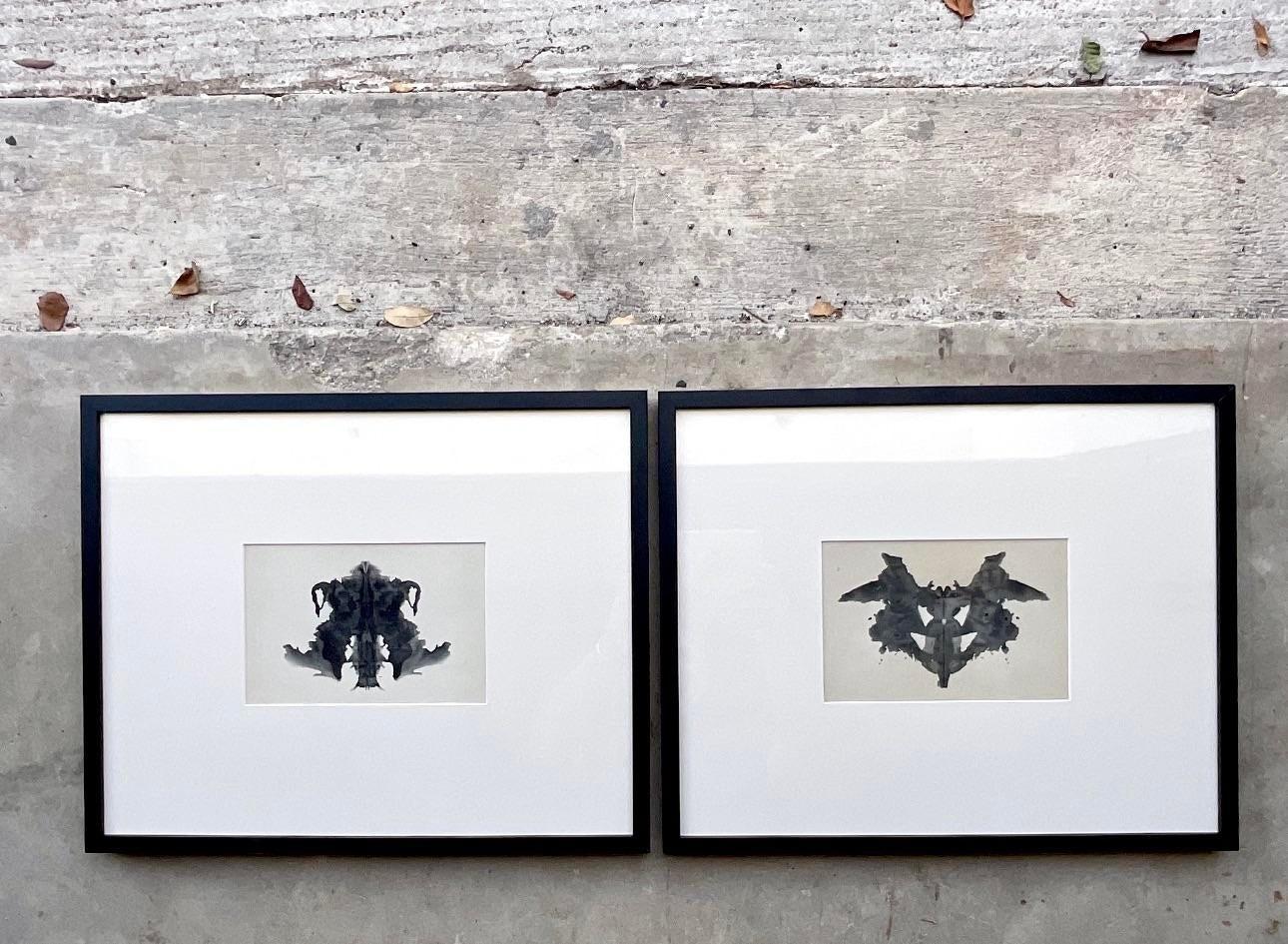 Vintage Rorschach Test Prints, Framed, a Pair For Sale at 1stDibs
