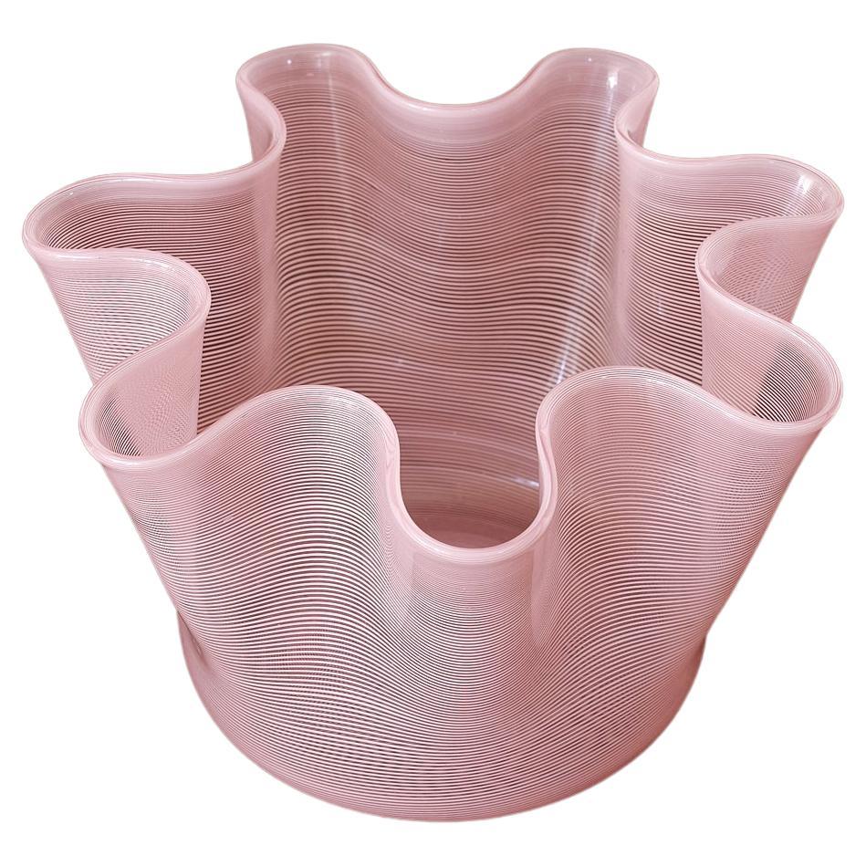 Midcentury Large Vintage Artistic Pink Bowl For Sale at 1stDibs