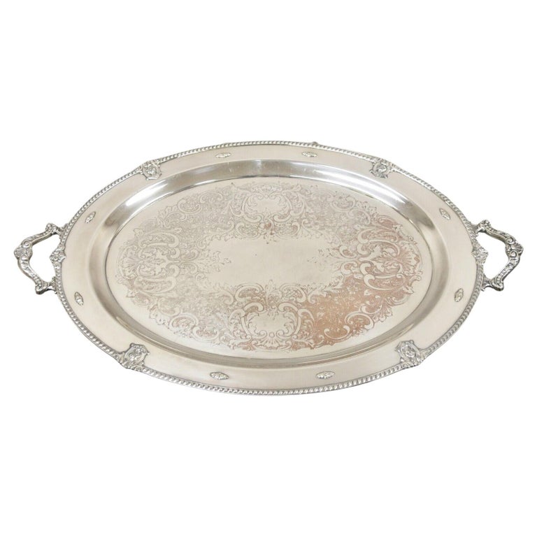 Vintage Rose Point by Wallace 24" Silver Plated Victorian Oval Platter ...