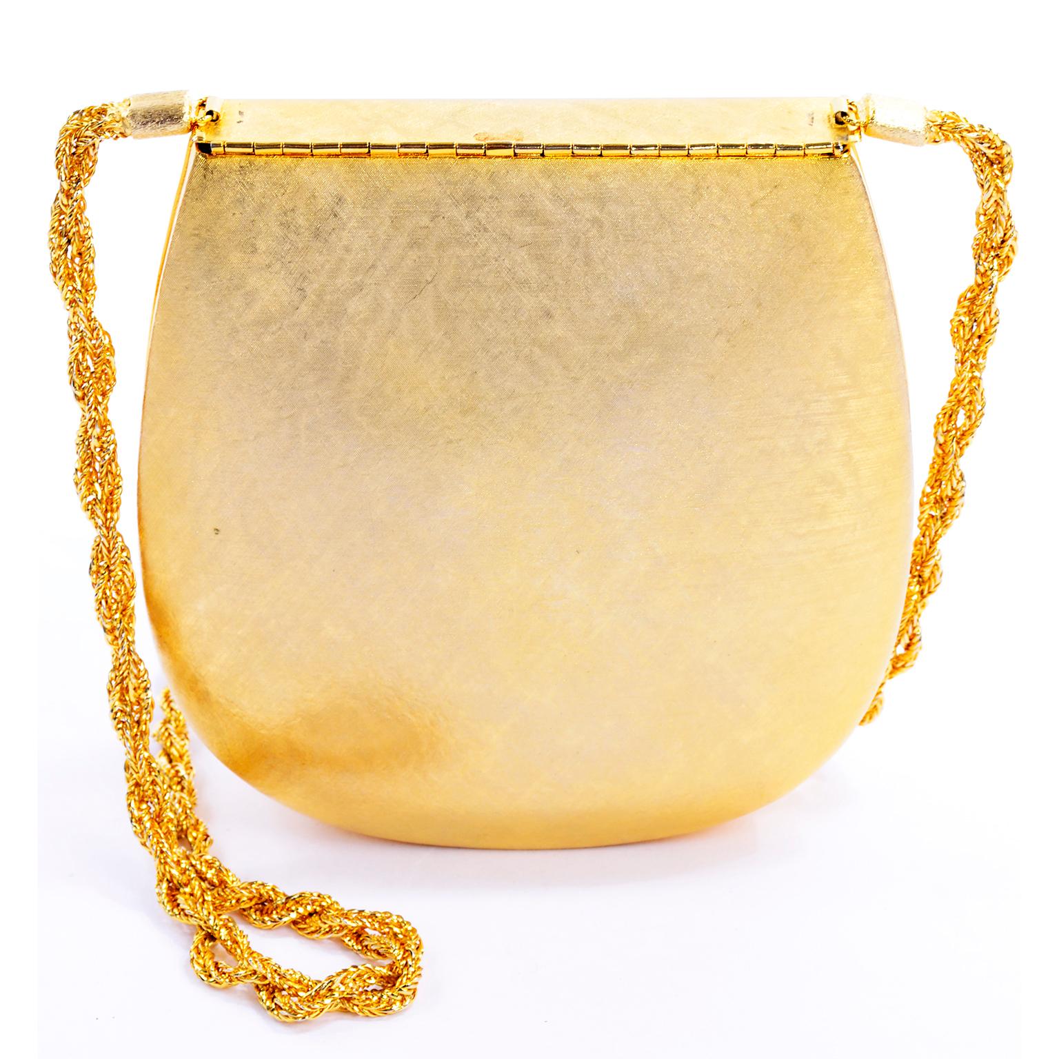 Vintage Rosenfeld Made in Italy Gold Metal Hard Case Handbag Shoulder ...