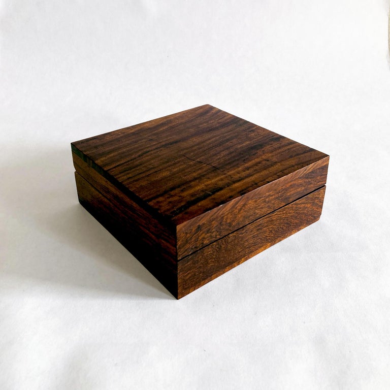 Vintage Rosewood Hinged Box, Square For Sale at 1stDibs