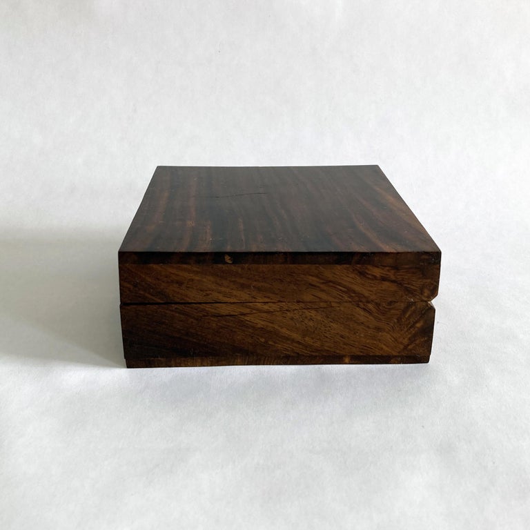 Vintage Rosewood Hinged Box, Square For Sale at 1stDibs
